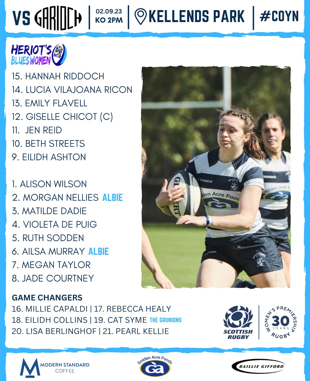 TEAM NEWS | GARIOCH LADIES V HERIOT'S BLUES WOMEN | SAT 2ND SEPT 2023 ...