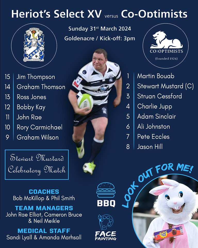 TEAM NEWS | Heriot's Select XV vs Co-Optimists - Heriots Rugby Club