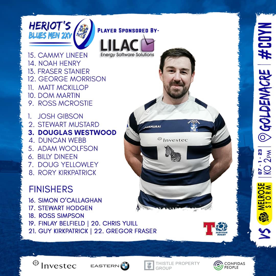 TEAM ANNOUCEMENT | HERIOT'S BLUES MEN 2XV VS MELROSE STORM | 7TH JAN ...