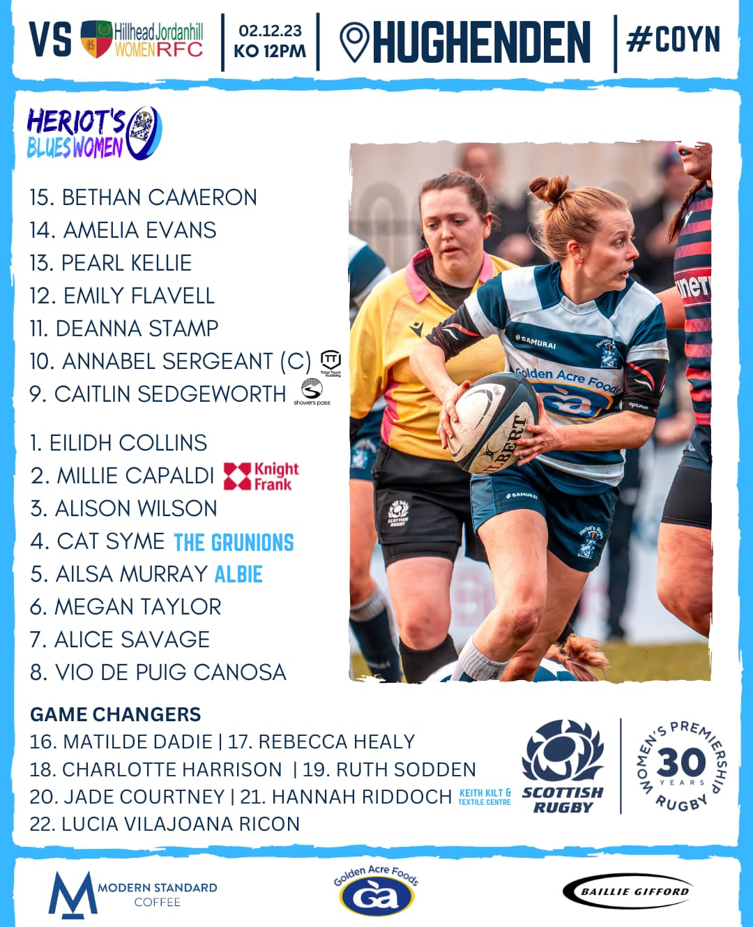TEAM NEWS | Hillhead Jordanhill vs Blues Women | 2nd Dec 2023 - Heriots ...