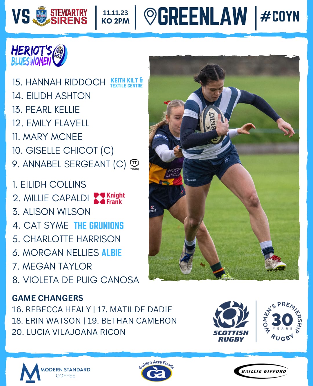 TEAM NEWS | Stewartry Sirens V Blues Women | 11th Nov 2023 - Heriots ...
