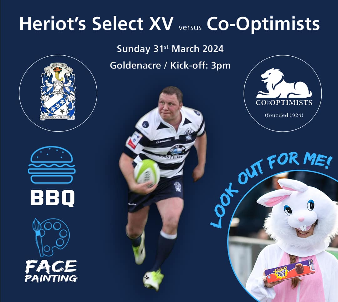 TEAM NEWS | Heriot's Select XV vs Co-Optimists - Heriots Rugby Club